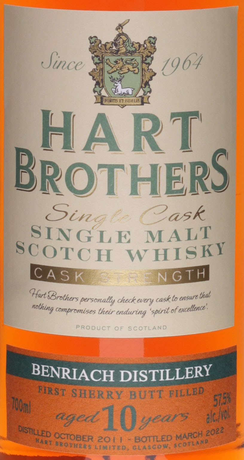 Hart Brothers 10 Jahre Benriach 0,7 Liter 57,5 % Vol. b
