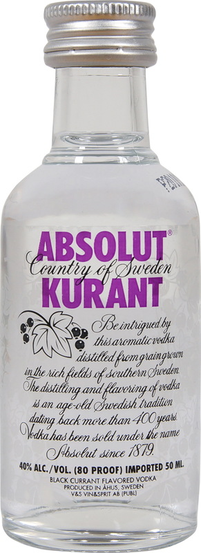 Absolut Kurant Vodka Miniatur mit 50 ml. zum Testen und
