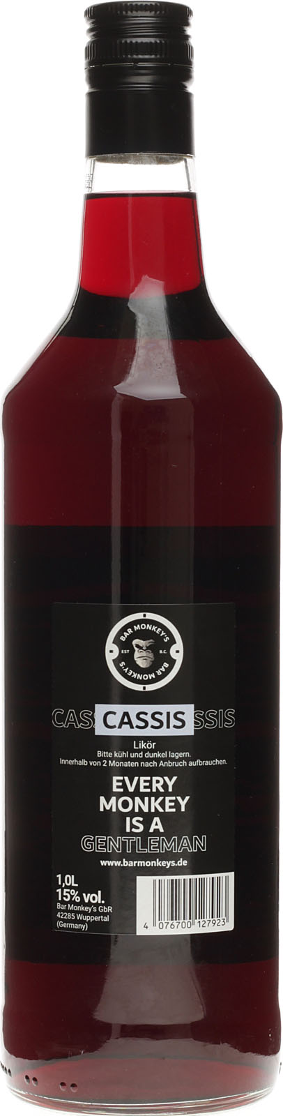 Bar Monkey´s Cassis 1,0 Liter 15 % Vol. im Shop kaufen