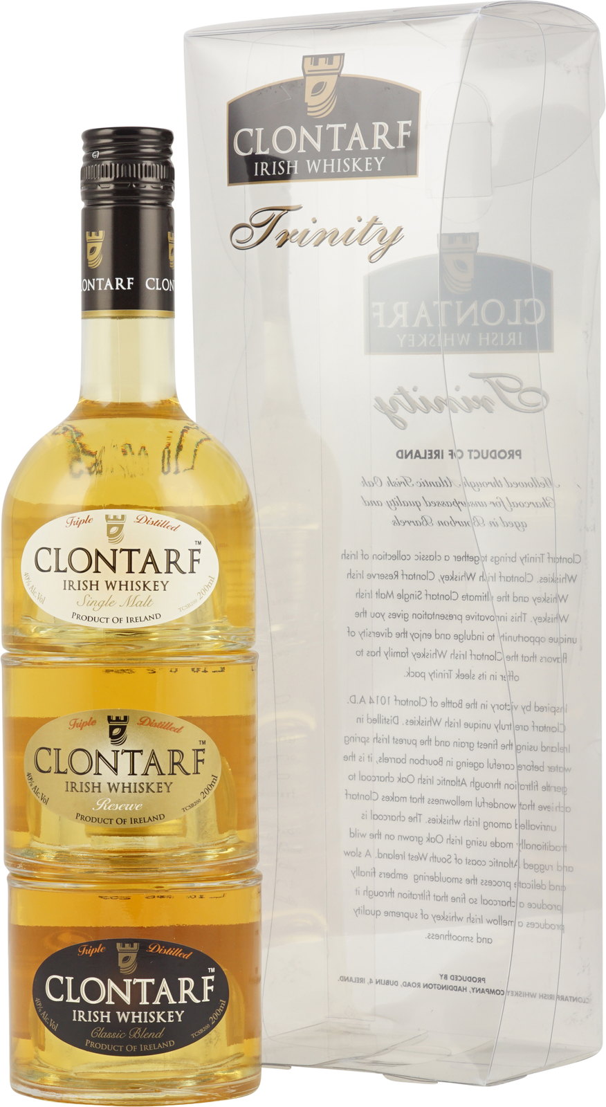 Clontarf Trinity Irish Whiskey Geschenkset mit 3 x 0,2