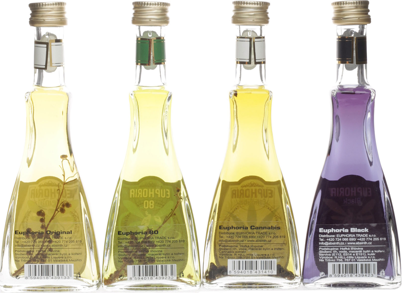Euphoria Absinth Miniset 4x 0,05 Liter 72,5 % Vol. im S