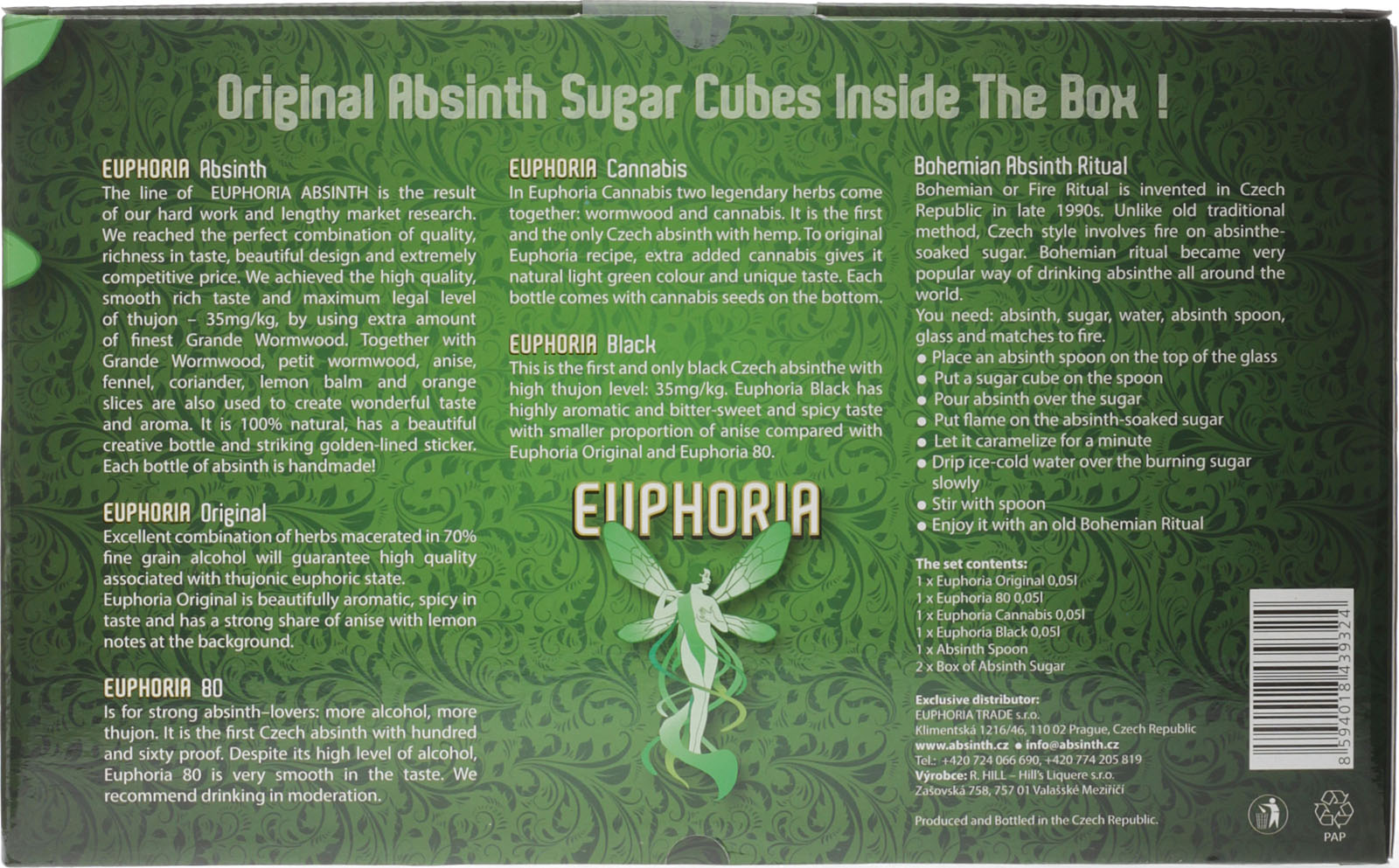 Euphoria Absinth Miniset 4x 0,05 Liter 72,5 % Vol. im S