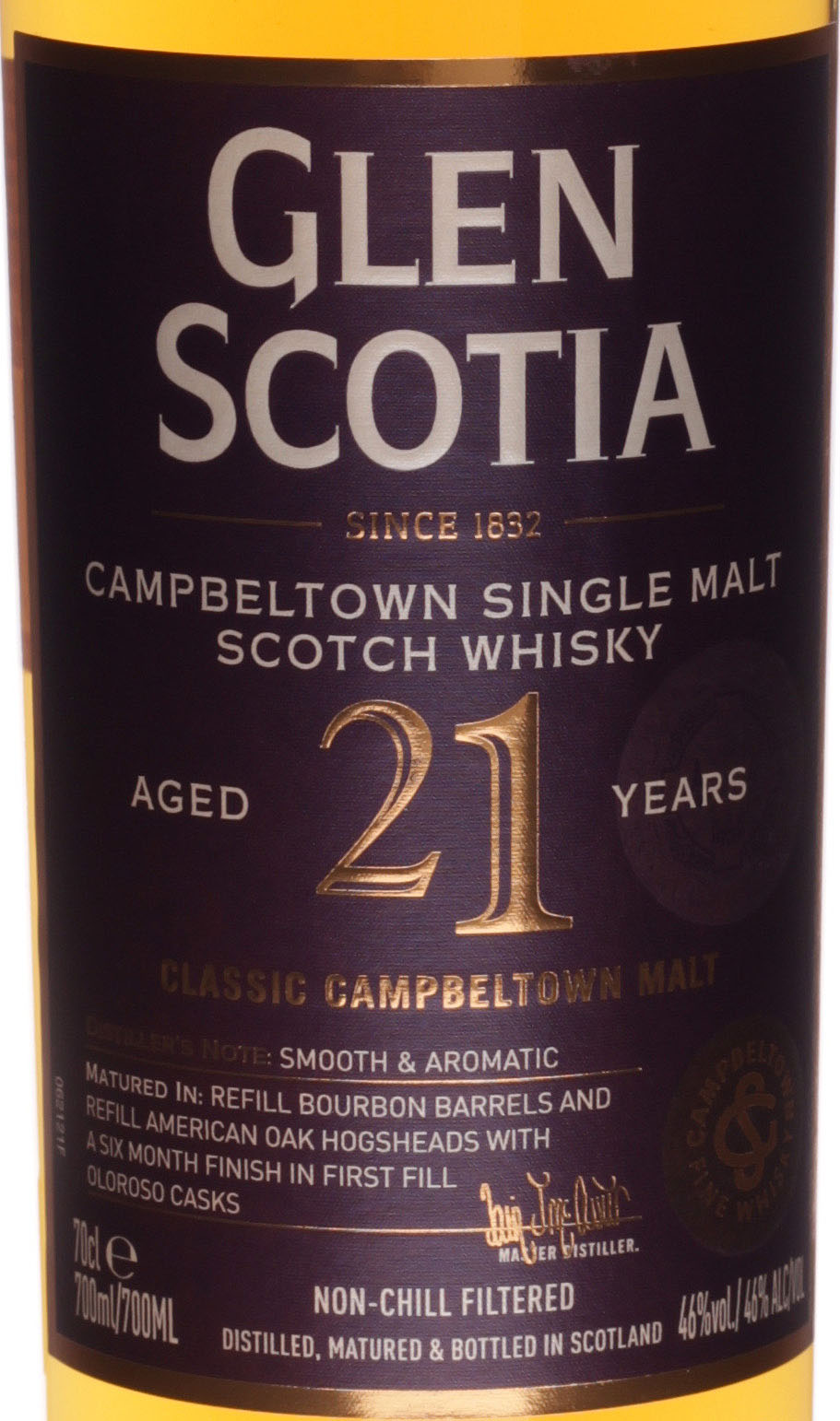 Glen Scotia 21 Jahre Campbeltown Whisky mit 46 % Vol. k