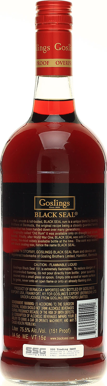 Goslings Black Seal 151 Proof Premium Rum
