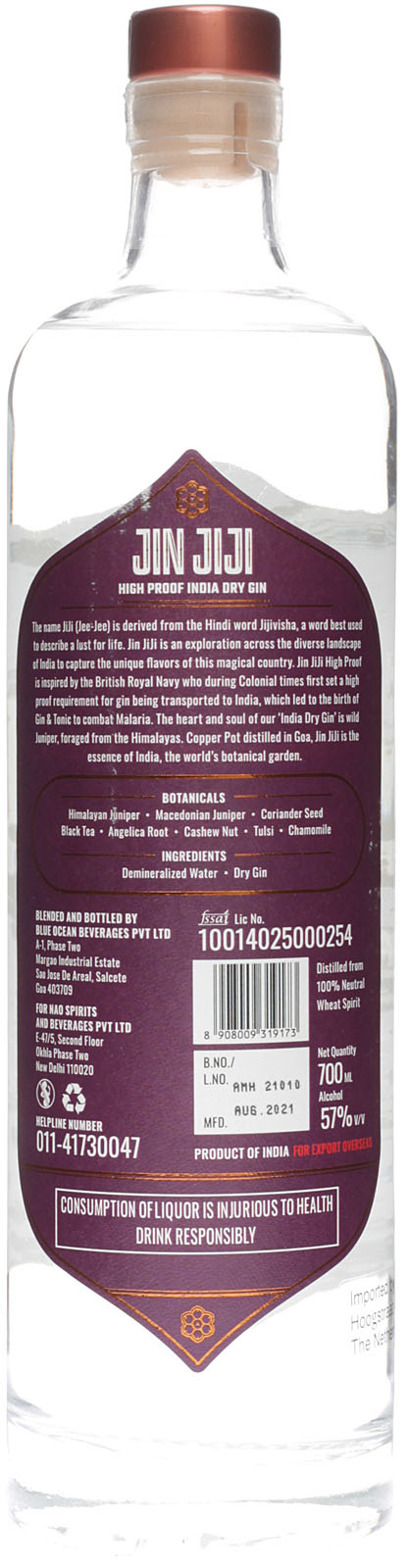 Jin JiJi India High Proof Gin 0,7 Liter 57 % Vol. im Sh