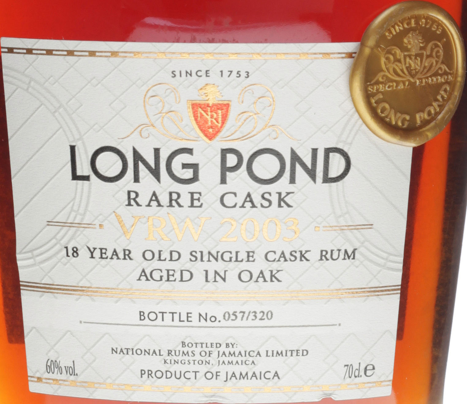 Long Pond 18 Jahre VRW Single Cask Rum Aged in Oak