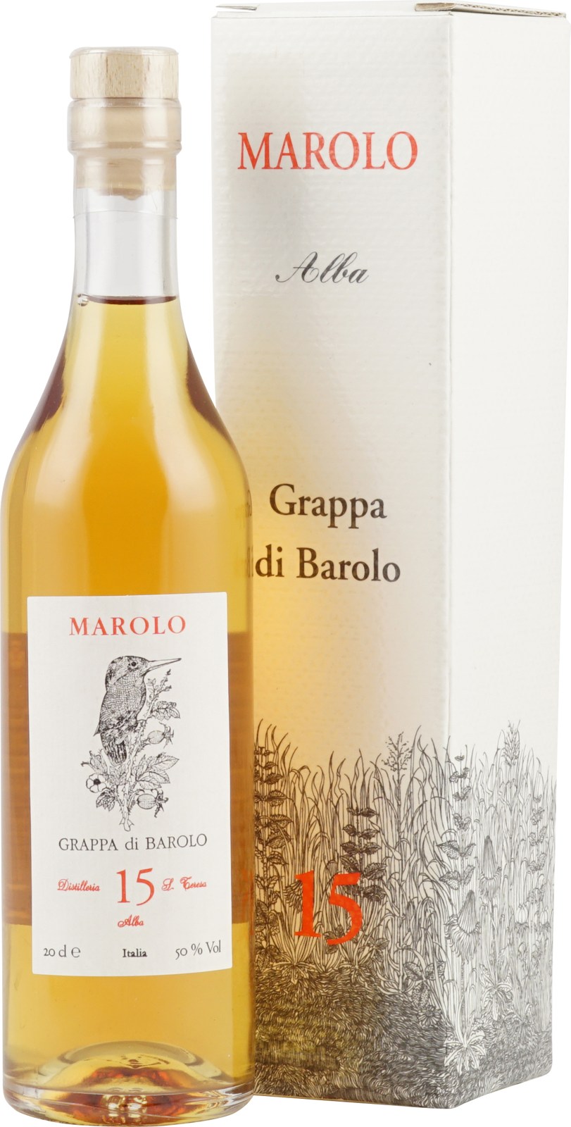 Marolo Grappa Barolo 15 Jahre mit 200 ml und 50 % Vol.