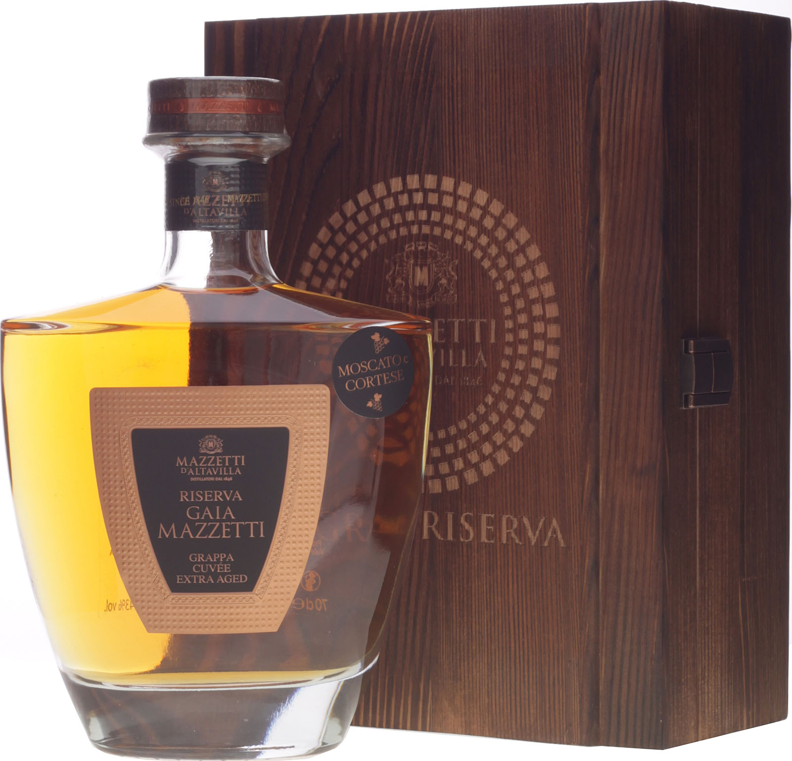 Mazzetti dAltavilla Grappa Reserva Gaia in Holzkassette
