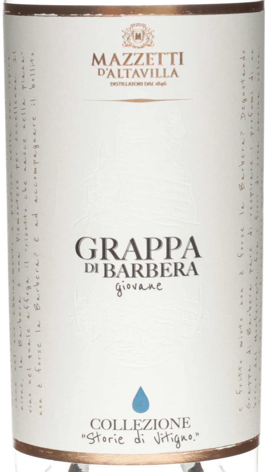 Ein klassischer weißer Grappa di Barbera mit intensiven