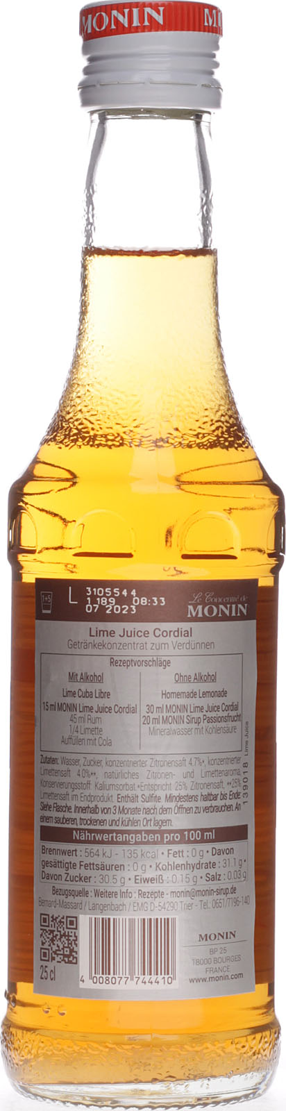 Monin Lime Juice Cordial Mixer Sirup hier kaufen.