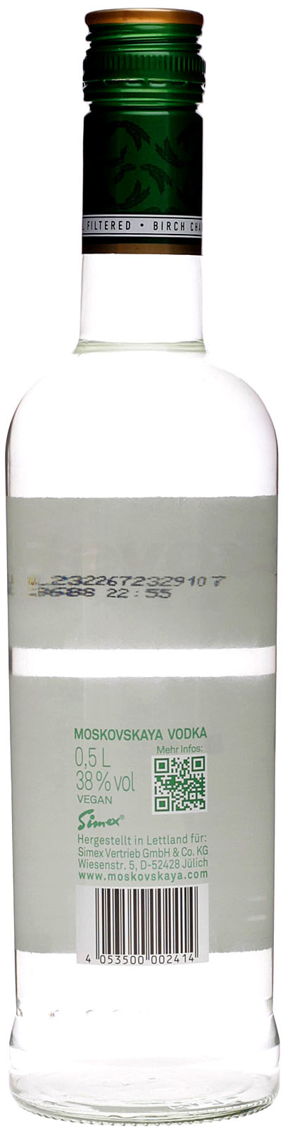 Moskovskaya Premium Vodka in der 500 ml Flasche mit 38
