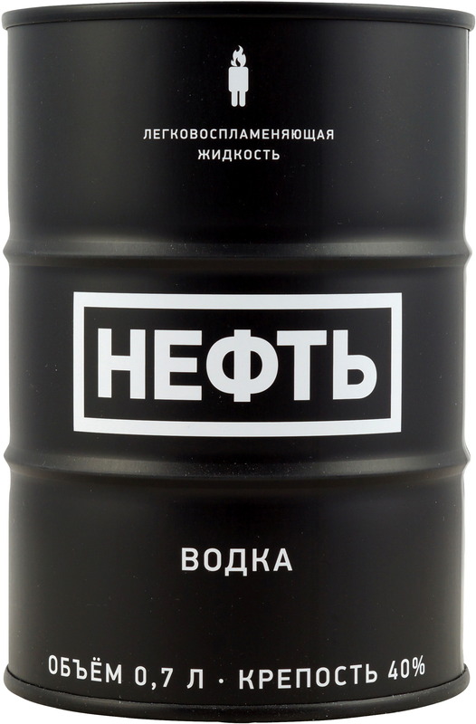 Neft Vodka Black Barrel 0,7 L - Ölfass Vodka aus Metall