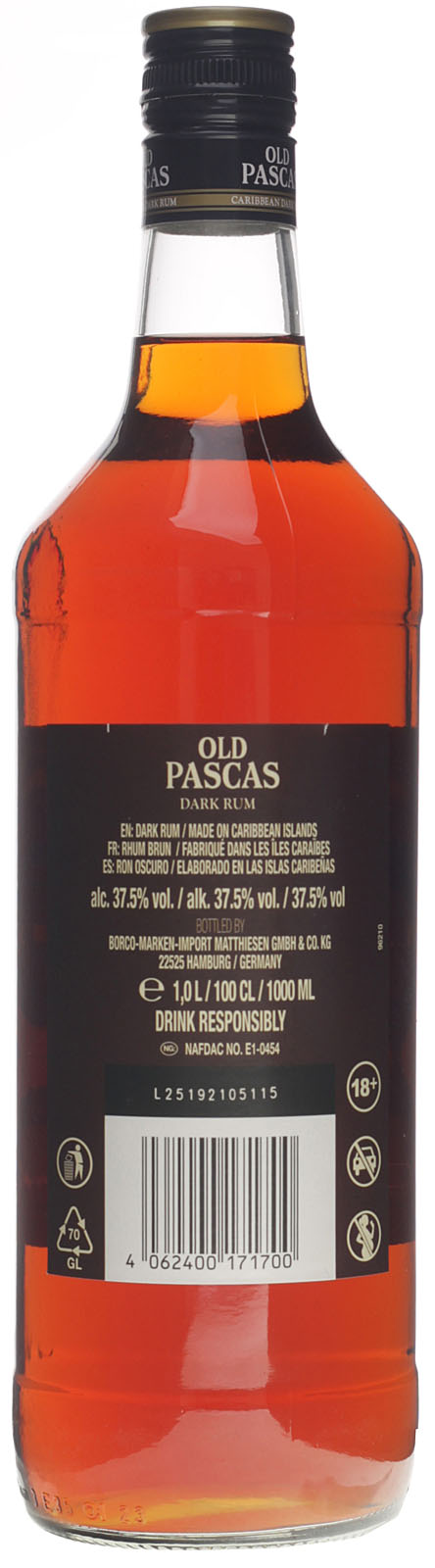Old Pascas Barbados Dark Rum 1 Liter bei uns im Shop ka
