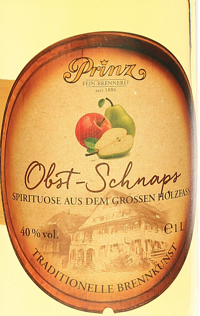 Prinz Obstschnaps aus dem Holzfass 1,0 Liter 40%