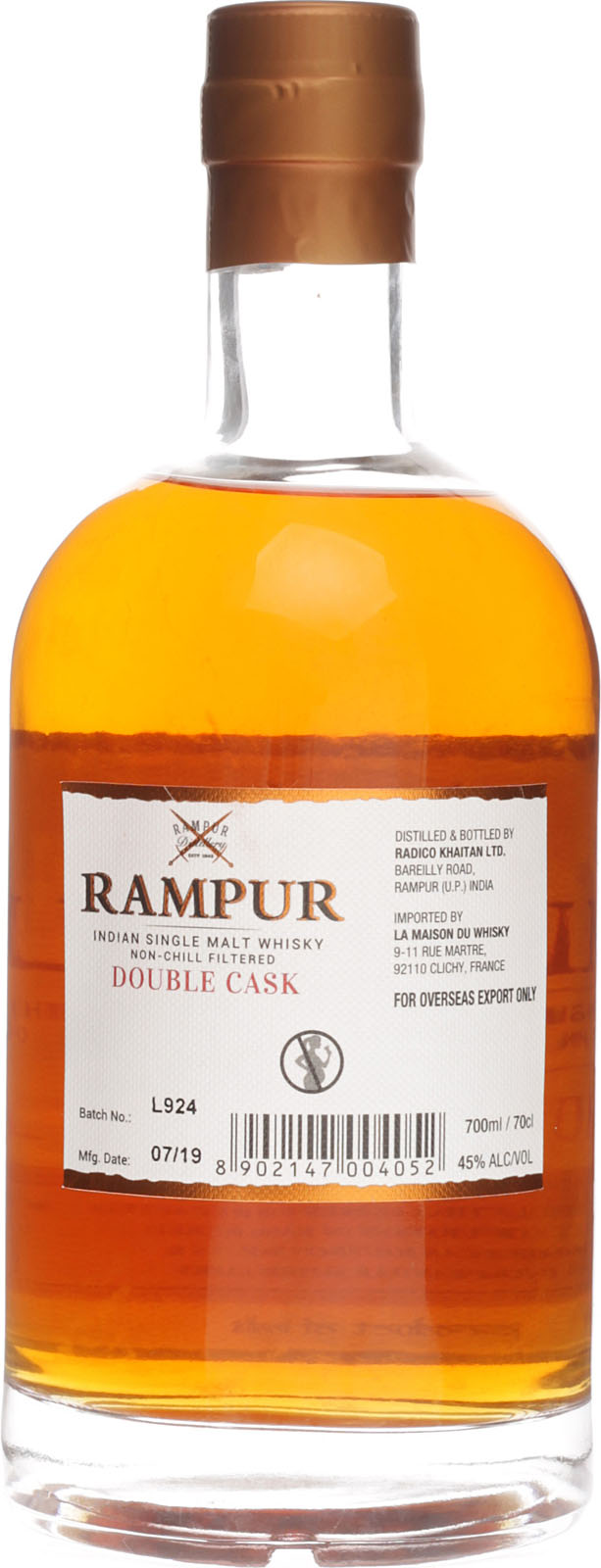 Rampur Double Cask 0,7 Liter 45 % Vol.