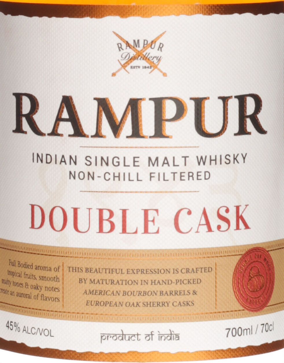 Rampur Double Cask 0,7 Liter 45 % Vol.