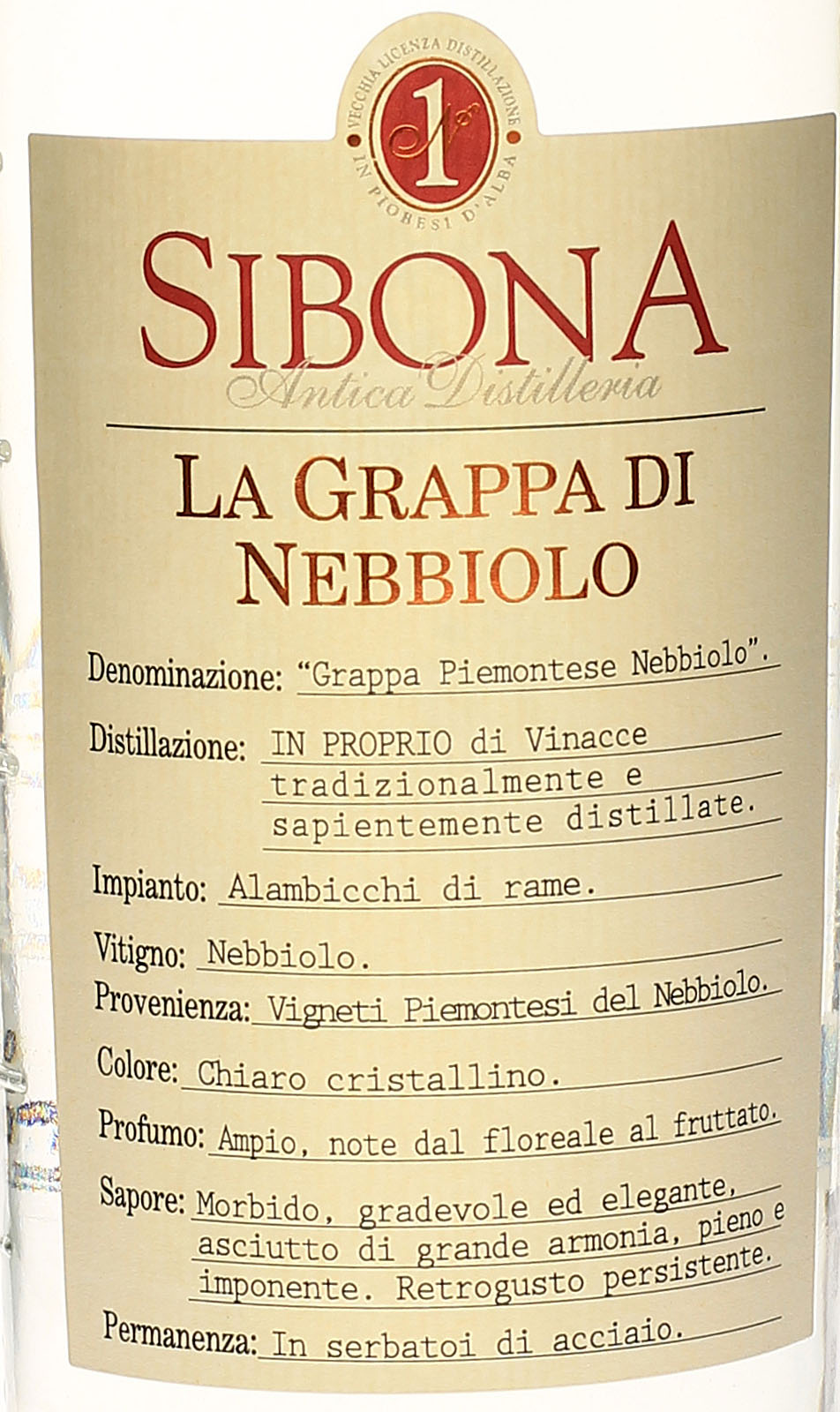 Sibona Grappa di Nebbiolo der von der traditionsreichen