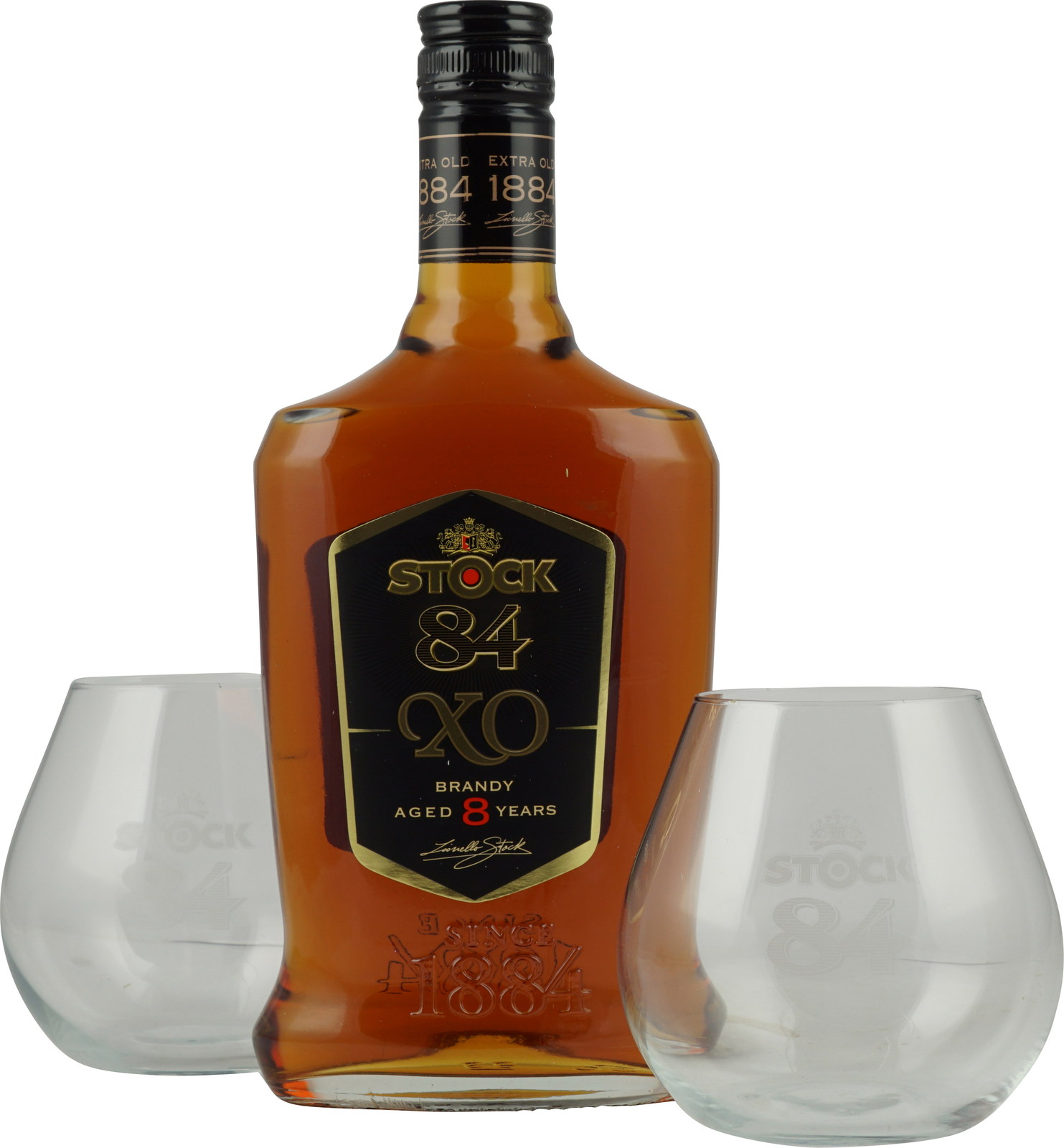 Stock 84 Brandy XO 0,7 Liter 40 % Vol. mit 2 Gläsern, o