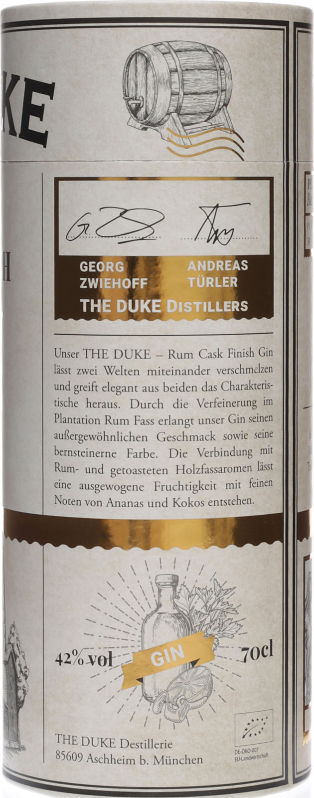 The Duke Rum Cask Finish Gin 0,7 Liter 42 % Vol. im Sho
