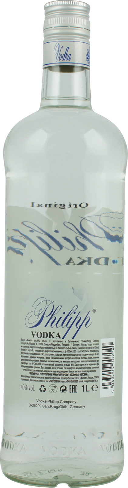 Philipp Vodka 1,0l 40% - günstige Vodkas hier im Shop