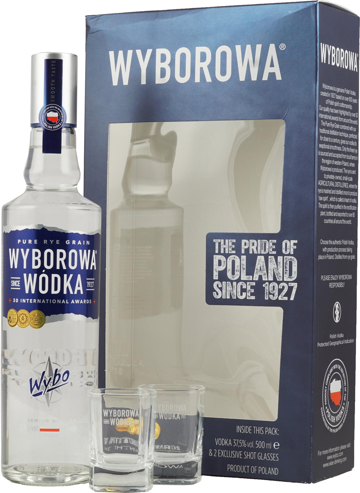 Wyborowa Vodka Geschenkset mit 500 ml Wodka und zwei Wy